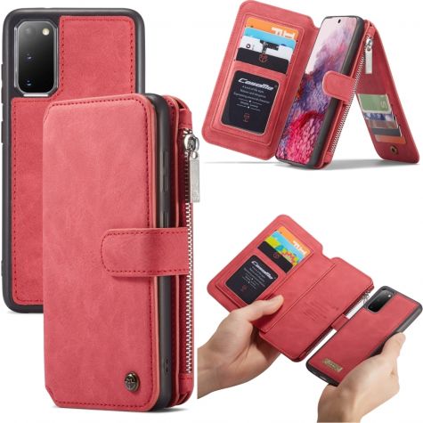 Caseme - Samsung Galaxy S20 Hoesje Uitneembare 2in1 Portemonnee Bookcase - Rood 571047 ...