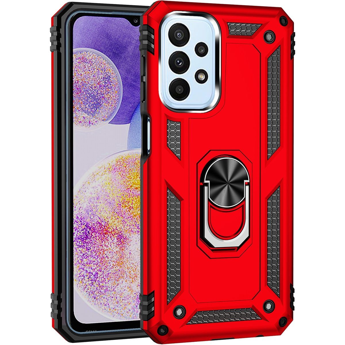 Mobigear Armor Ring - Samsung Galaxy A23 Shockproof Hardcase Hoesje + Ringhouder - Rood 11 ...