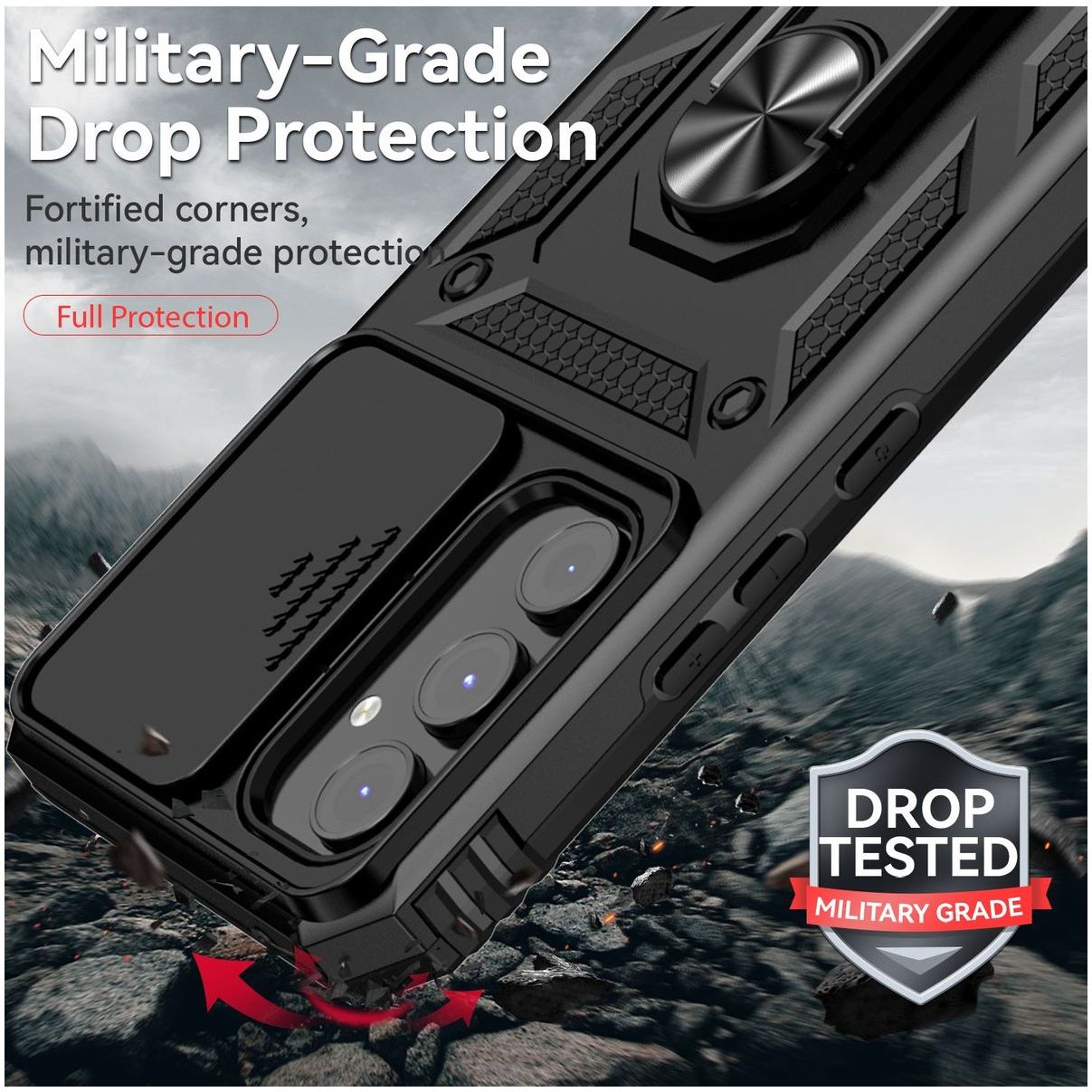 Mobigear Armor Ring Cam Slide Samsung Galaxy A54 Hoesje Hardcase Backcover Shockproof met ...